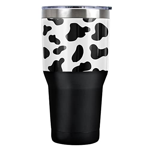 Logovision Cow Print Stainless Steel Tumbler 30 oz Coffee Travel Cup, Vacuum Insulated & Double Wall with Leakproof Sliding Lid | Great for Hot Drinks and Cold Beverages