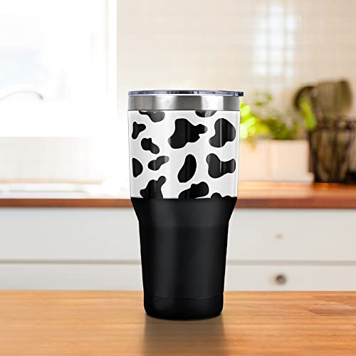 Logovision Cow Print Stainless Steel Tumbler 30 oz Coffee Travel Cup, Vacuum Insulated & Double Wall with Leakproof Sliding Lid | Great for Hot Drinks and Cold Beverages