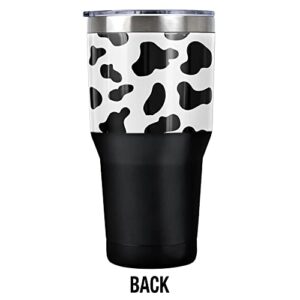 Logovision Cow Print Stainless Steel Tumbler 30 oz Coffee Travel Cup, Vacuum Insulated & Double Wall with Leakproof Sliding Lid | Great for Hot Drinks and Cold Beverages