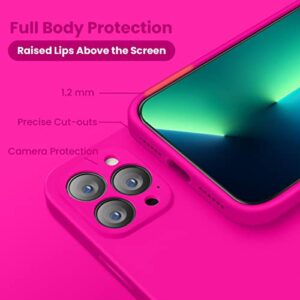 Cordking Designed for iPhone 13 Pro Case, Silicone Full Cover [Enhanced Camera Protection] Shockproof Protective Phone Case with [Soft Anti-Scratch Microfiber Lining], 6.1 inch, Hot Pink