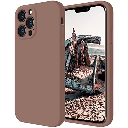 Cordking Designed for iPhone 13 Pro Case, Silicone Full Cover [Enhanced Camera Protection] Shockproof Protective Phone Case with [Soft Anti-Scratch Microfiber Lining], 6.1 inch, Light Brown