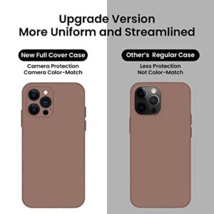 Cordking Designed for iPhone 13 Pro Case, Silicone Full Cover [Enhanced Camera Protection] Shockproof Protective Phone Case with [Soft Anti-Scratch Microfiber Lining], 6.1 inch, Light Brown