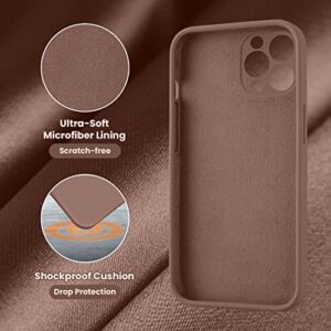 Cordking Designed for iPhone 13 Pro Case, Silicone Full Cover [Enhanced Camera Protection] Shockproof Protective Phone Case with [Soft Anti-Scratch Microfiber Lining], 6.1 inch, Light Brown