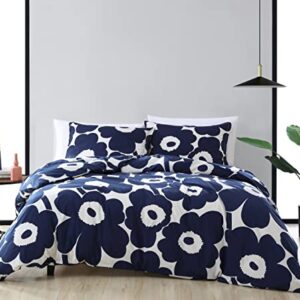 Marimekko - Queen Comforter Set, Cotton Bedding with Matching Shams, Lightweight Home Decor for All Seasons (Unikko Indigo, Queen)