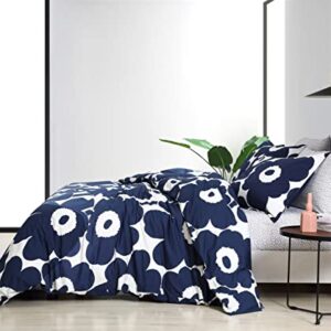 Marimekko - Queen Comforter Set, Cotton Bedding with Matching Shams, Lightweight Home Decor for All Seasons (Unikko Indigo, Queen)