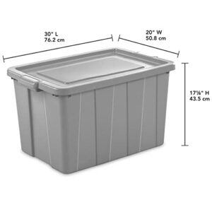 Sterilite Tuff1 30 Gallon Plastic Stackable Temperature and Impact Resilient Basement/Garage/Attic Storage Tote Container Bin with Lid, Gray (8 Pack)