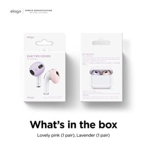 elago 2 Pairs AirPods 3 Ear Tips Cover Designed for AirPods 3rd Generation(2021), [Fit in The Case] Anti Slip Silicone Cover, Anti Scratches, Dust-Free (1 Pair of Each) (Lovely Pink & Lavender)