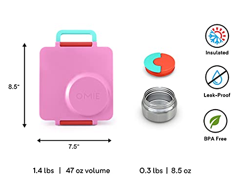 OmieBox Bento Box for Kids + OmieBox (2 pack) Leakproof Dips Containers To Go, Salad Dressing Container + OmiePod