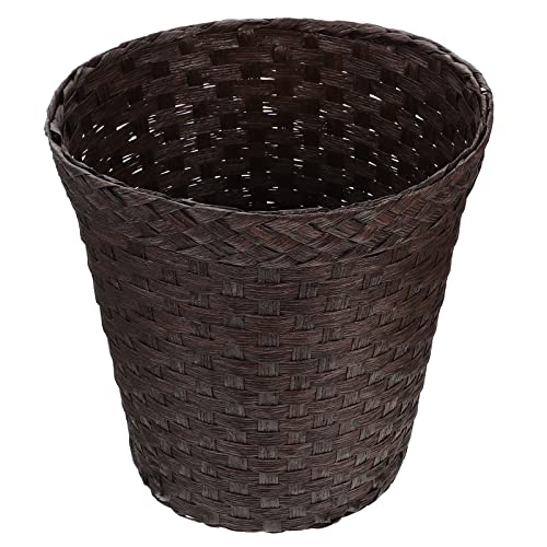 Cabilock Garbage can Paper Wastebasket Rattan Woven Storage Baskets Round Wicker Trash Can Handwoven Waste Paper Bin Rattan Rubbish Bin for Bedroom Home Office Coffee Waste Basket