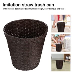 Cabilock Garbage can Paper Wastebasket Rattan Woven Storage Baskets Round Wicker Trash Can Handwoven Waste Paper Bin Rattan Rubbish Bin for Bedroom Home Office Coffee Waste Basket