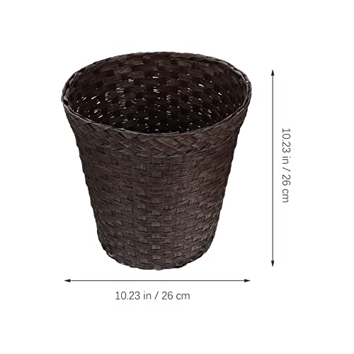 Cabilock Garbage can Paper Wastebasket Rattan Woven Storage Baskets Round Wicker Trash Can Handwoven Waste Paper Bin Rattan Rubbish Bin for Bedroom Home Office Coffee Waste Basket