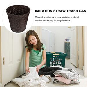 Cabilock Garbage can Paper Wastebasket Rattan Woven Storage Baskets Round Wicker Trash Can Handwoven Waste Paper Bin Rattan Rubbish Bin for Bedroom Home Office Coffee Waste Basket