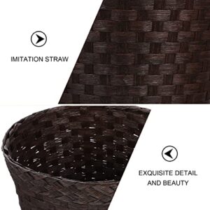 Cabilock Garbage can Paper Wastebasket Rattan Woven Storage Baskets Round Wicker Trash Can Handwoven Waste Paper Bin Rattan Rubbish Bin for Bedroom Home Office Coffee Waste Basket