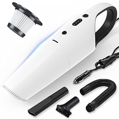 Galsoar Portable Vacuum Cleaner, Handheld 7500Pa Wet and Dry Strong Suction Car Vac, High Power for Interior Cleaning, DC 12V Lightweight with Low Noise Only for Car, White