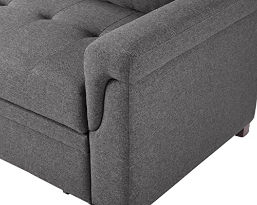 Oadeer Home Modern Reversible Sleeper Sofa with Storage Chaise Sofabed, Steel Gray