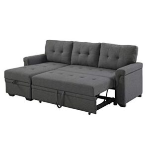 Oadeer Home Modern Reversible Sleeper Sofa with Storage Chaise Sofabed, Steel Gray