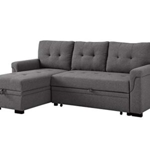 Oadeer Home Modern Reversible Sleeper Sofa with Storage Chaise Sofabed, Steel Gray