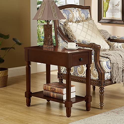 Ball & Cast Wood End Tables, 13" W, Dark Brown-Open