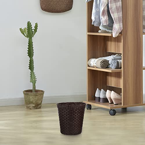 Cabilock Woven Trash Basket Round Wastepaper Basket Wicker Bathroom Trash Can Waste Basket Toy Storage Basket Woven Storage Basket for Home Dorm Office Coffee