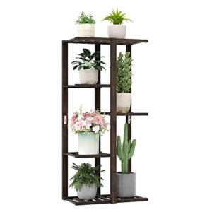 chuuya plant stand,bamboo plant shelf indoor outdoor, build your mini garden(7 potted,mocha)