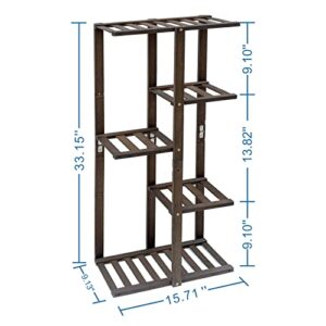 Chuuya Plant Stand,Bamboo Plant Shelf Indoor Outdoor, Build Your Mini Garden(7 Potted,Mocha)