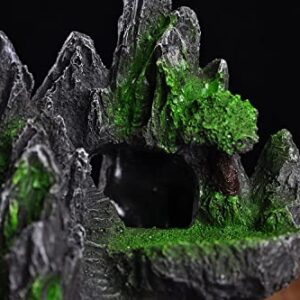 IBWell Aquarium Ornament Rock Cave Landscape, Artificial Mountain Hill View Stone with Moss, Fish Tank Decoration