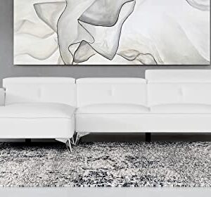 Zuri Furniture Raj Modern White Leather Sectional with Adjustable Headrests and Chaise - Left Chaise