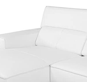 Zuri Furniture Raj Modern White Leather Sectional with Adjustable Headrests and Chaise - Left Chaise