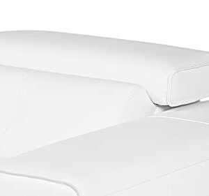 Zuri Furniture Raj Modern White Leather Sectional with Adjustable Headrests and Chaise - Left Chaise