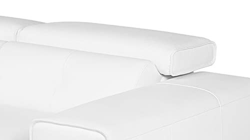 Zuri Furniture Raj Modern White Leather Sectional with Adjustable Headrests and Chaise - Left Chaise