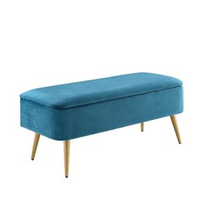 ball & cast upholstered bench, 42" w, lake blue