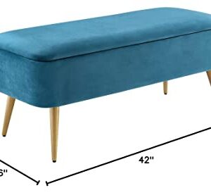 Ball & Cast Upholstered Bench, 42" W, Lake Blue