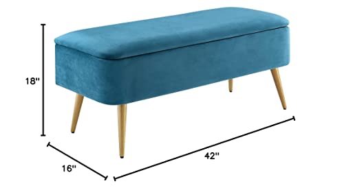 Ball & Cast Upholstered Bench, 42" W, Lake Blue