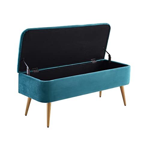 Ball & Cast Upholstered Bench, 42" W, Lake Blue