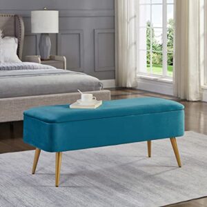 Ball & Cast Upholstered Bench, 42" W, Lake Blue