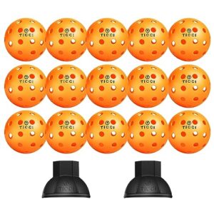 ticci usapa 40 holes outdoor pickleballs usa pickleball approved ball orange 15 pack