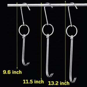 NUOMI 4 Pcs Stainless Steel Meat Hooks with Double Hook Poultry Roast Duck Bacon Hanging Hook Grill Hanger for Drying, Cooking, BBQ, L-13.2 ”, Cooking Utensils, Namely, Grills