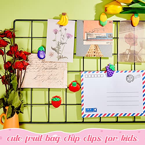 12 Pieces Fruit Kitchen Clips Plastic Bread Bag Clips Cute Chip Clips Funny Bag Clips Food Storage Bag Sealer Clips for Chips, Snacks, Food Storage, 12 Styles