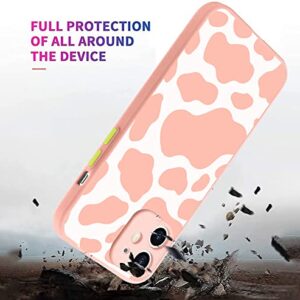 SUBESKING for iPhone 7/8/SE 2020 Pink Cow Print Case,Translucent Matte Hard PC Back with Cute Pattern Design for Women Girls Soft TPU Silicone Bumper Slim Fit Clear Protective Phone Cover 4.7 Inch