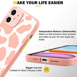 SUBESKING for iPhone 7/8/SE 2020 Pink Cow Print Case,Translucent Matte Hard PC Back with Cute Pattern Design for Women Girls Soft TPU Silicone Bumper Slim Fit Clear Protective Phone Cover 4.7 Inch