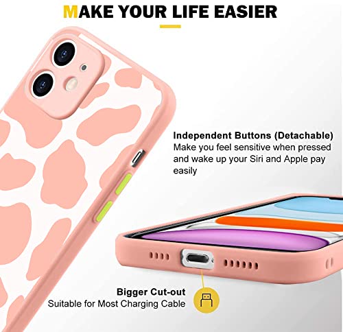 SUBESKING for iPhone 7/8/SE 2020 Pink Cow Print Case,Translucent Matte Hard PC Back with Cute Pattern Design for Women Girls Soft TPU Silicone Bumper Slim Fit Clear Protective Phone Cover 4.7 Inch