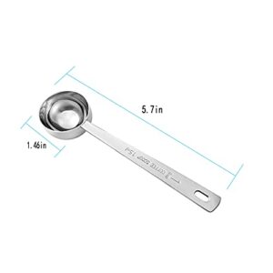 KAZETEC Stainless Steel Coffee Scoops with Long Handle,Stainless Steel 1 Table Spoon,for Coffee Milk Fruit Powder, Measuring Dry and Liquid Ingredients, Cooking Baking(3 Pieces 15 ml)