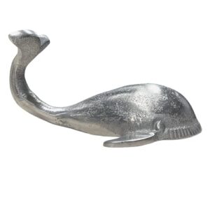 Needzo Silver Toned Metal Nautical Whale Tail Towel Hook Holder, Wall Mounted Hooks for Hanging Towels, Coats, and More, Coastal Bathroom Decor for Beach Houses, 5 Inches