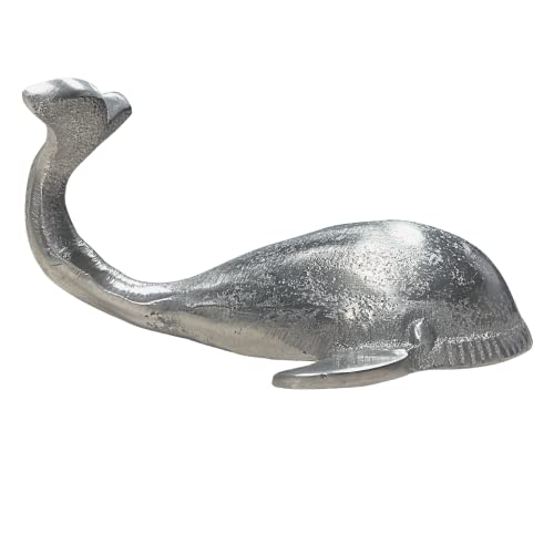 Needzo Silver Toned Metal Nautical Whale Tail Towel Hook Holder, Wall Mounted Hooks for Hanging Towels, Coats, and More, Coastal Bathroom Decor for Beach Houses, 5 Inches