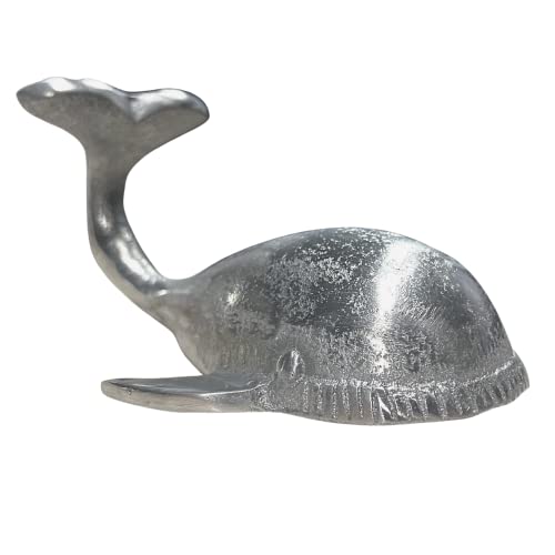 Needzo Silver Toned Metal Nautical Whale Tail Towel Hook Holder, Wall Mounted Hooks for Hanging Towels, Coats, and More, Coastal Bathroom Decor for Beach Houses, 5 Inches