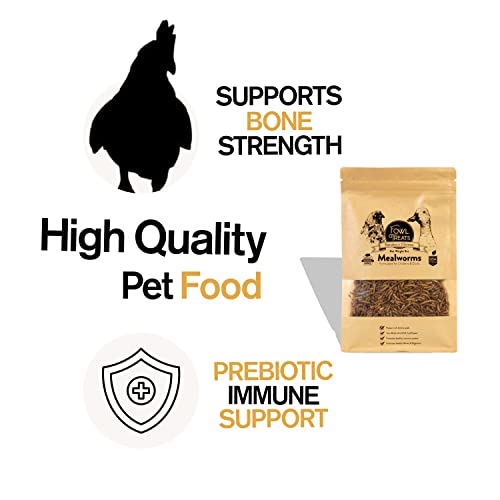 Fowl Treats Naturally Fortified Mealworms - Protein Rich Supplements Suitable for Hens and Ducks, Contains USA Grown Ingredients – Helps with Bone Strength, Feathers & Molt – 8oz