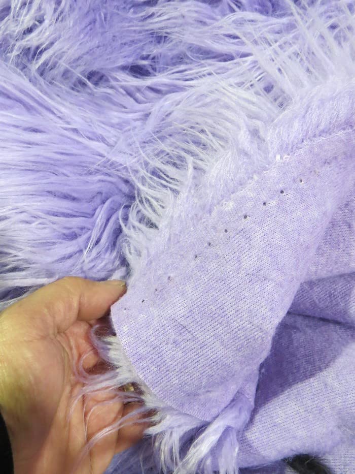 Ecoshag™ Faux Fake Fur Solid Mongolian Long Pile Fabric Sold by The Yard DIY Coats Costumes Scarfs Rugs Accessories Fashion (Curly Lavender)