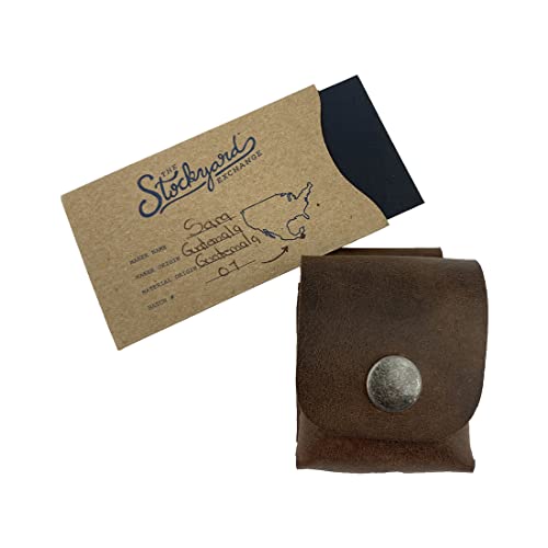 LeatherTex, Rustic AirPods Charging Cover Handmade from Full Grain Leather - Pocket Size, Genuine Bluetooth Case - Protective Portable Carrying Pouch - Bourbon Brown