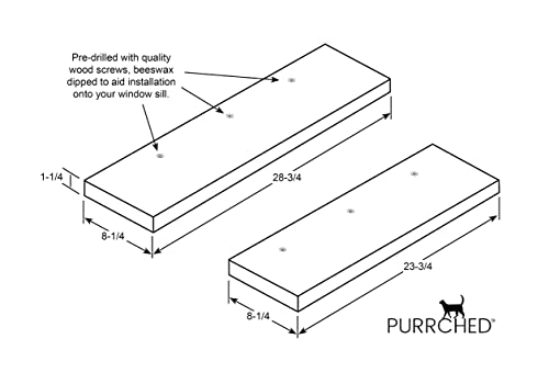 PURRCHED Cat Perch, Carpeted Cat Window Perch, Cat Bed, Cat Seat, Made in The USA, Sturdy, Safe and Easy to Install.