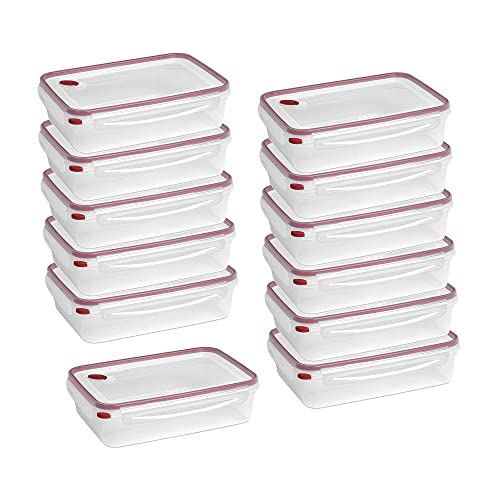 Sterilite 03426604 16.0 Cup BPA Free Rectangle UltraSeal Food Storage Container, For Meal Prep, Leftovers, or Work Lunch, Dishwasher Safe, Red 12 Pack